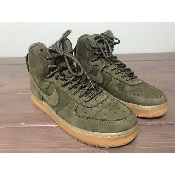 Nike | Shoes | Nike Air Force High Olive Leather Af1 Gum Soles 92266 ...